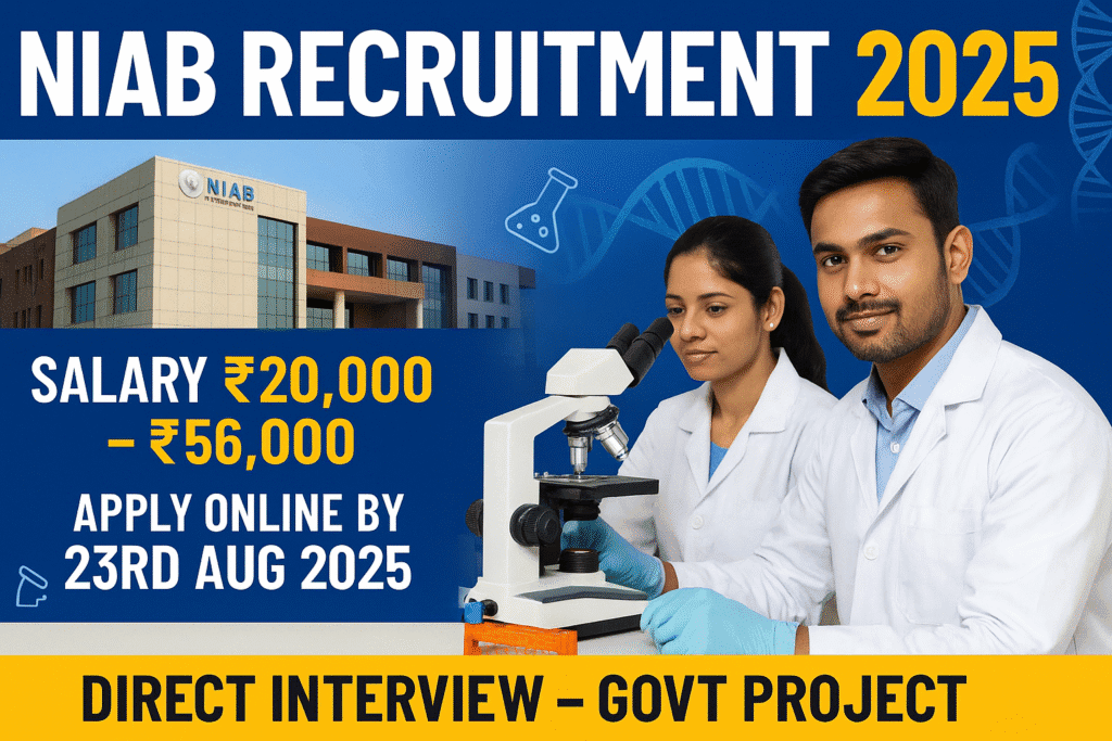 NIAB Recruitment 2025 Notification - Riya Opportunities