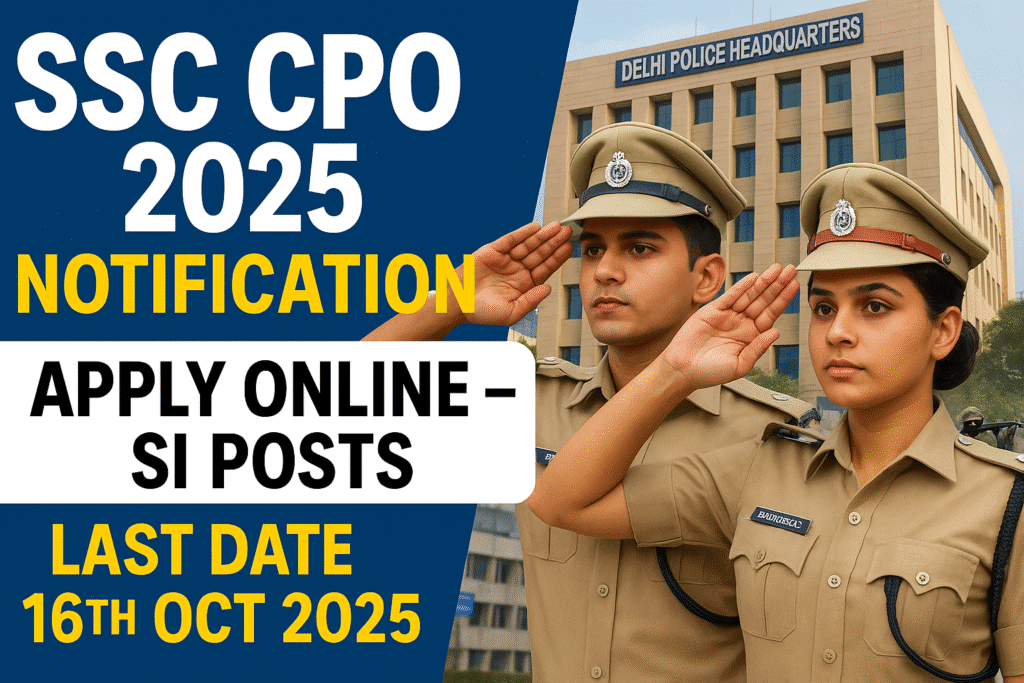 SSC CPO Notification 2025 | Sub-Inspector Recruitment Apply Now